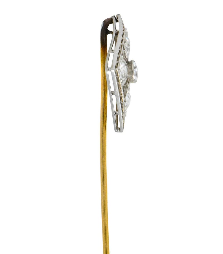 Edwardian 1.00 Carat Old European Cut Diamond Platinum Cross Stickpin ...