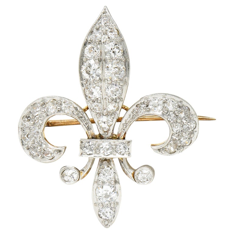 Edwardian 1.40 Carats Old European Diamond Platinum 14 Karat Yellow ...