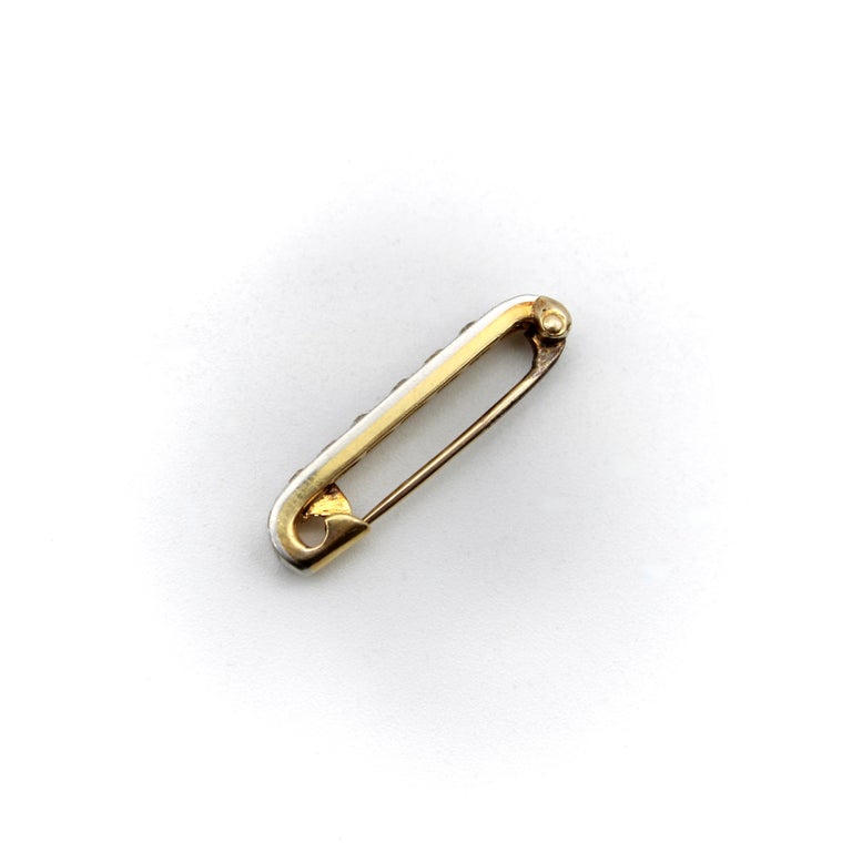 Edwardian 14K Gold Platinum Topped Old Mine Cut Diamond Bar Pin For ...