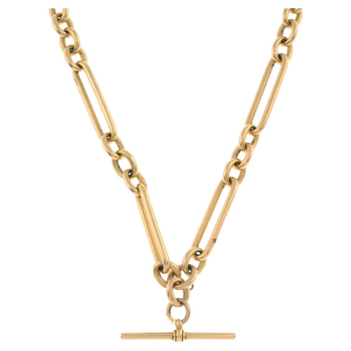 Early 20th Century 9k 9ct Rose Gold Trombone Link Albert Watch Chain at ...