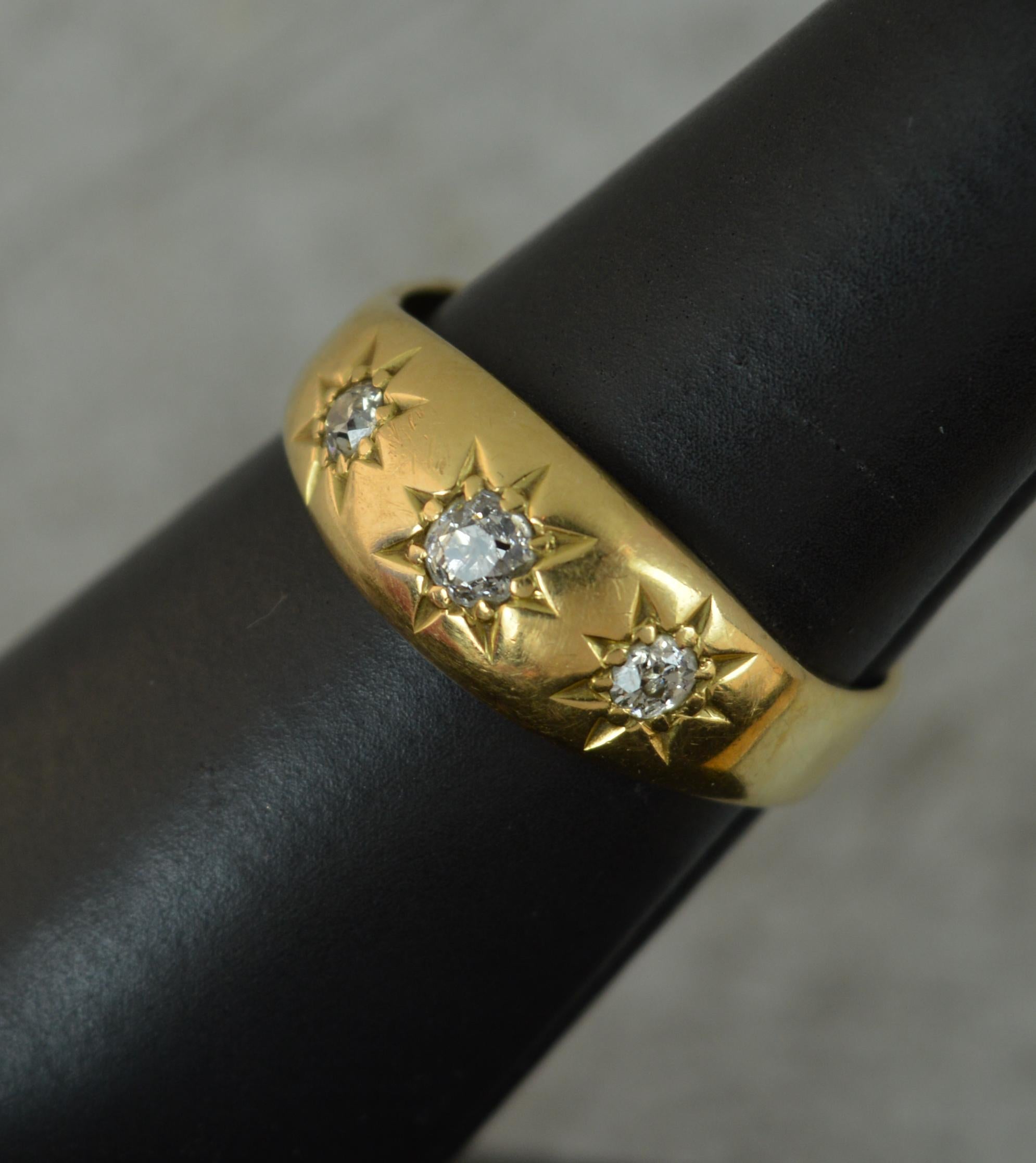 Edwardian 18 Carat Gold and Old Cut Diamond Gypsy Trilogy Ring at ...