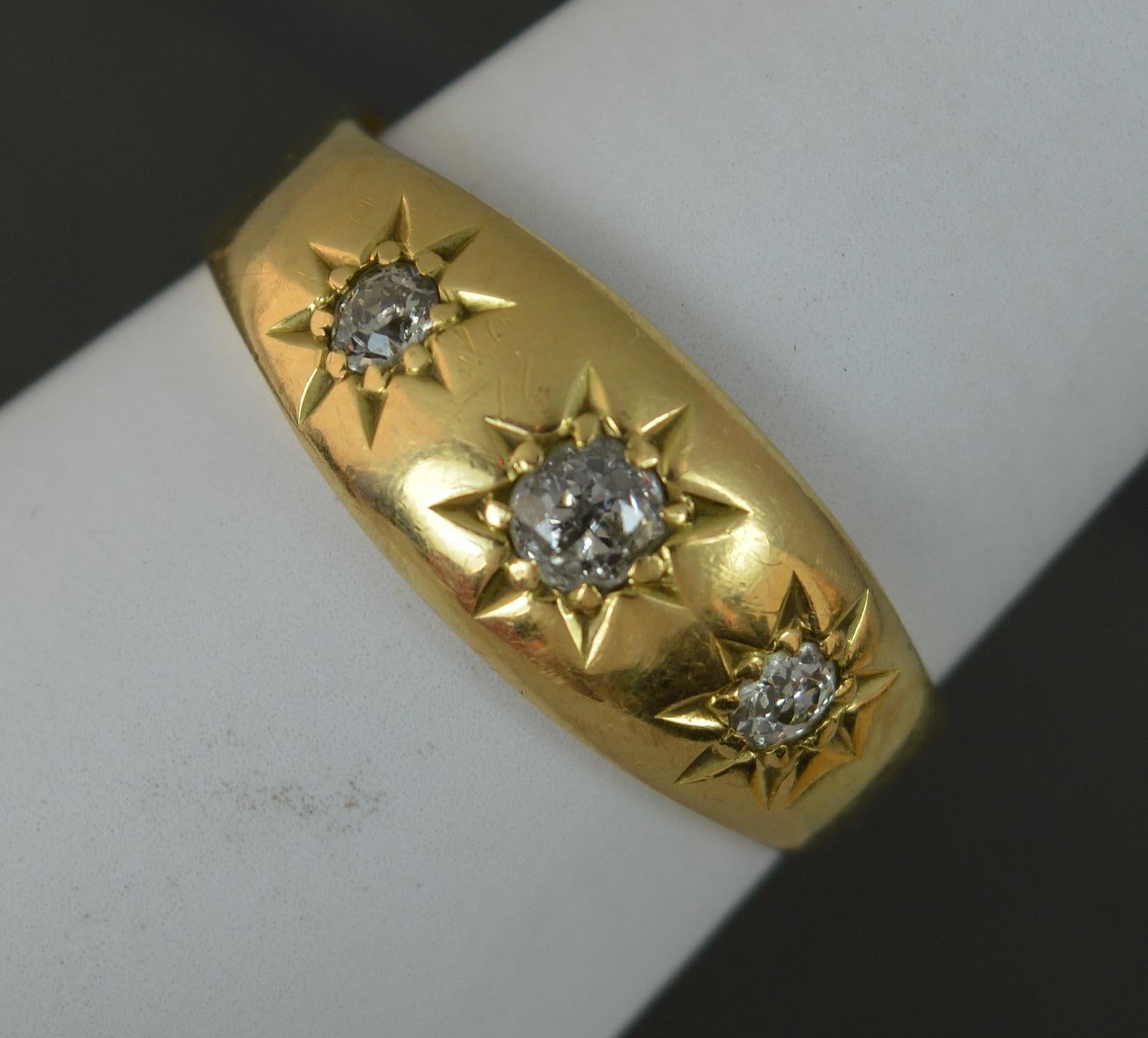 Edwardian 18 Carat Gold and Old Cut Diamond Gypsy Trilogy Ring at ...