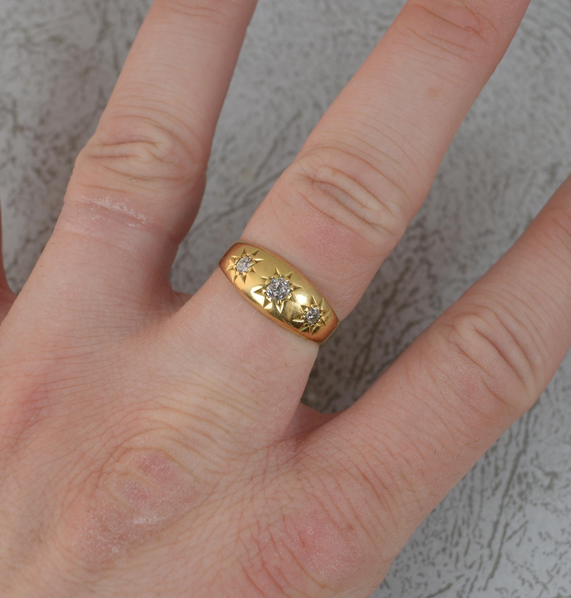 Edwardian 18 Carat Gold and Old Cut Diamond Gypsy Trilogy Ring at ...