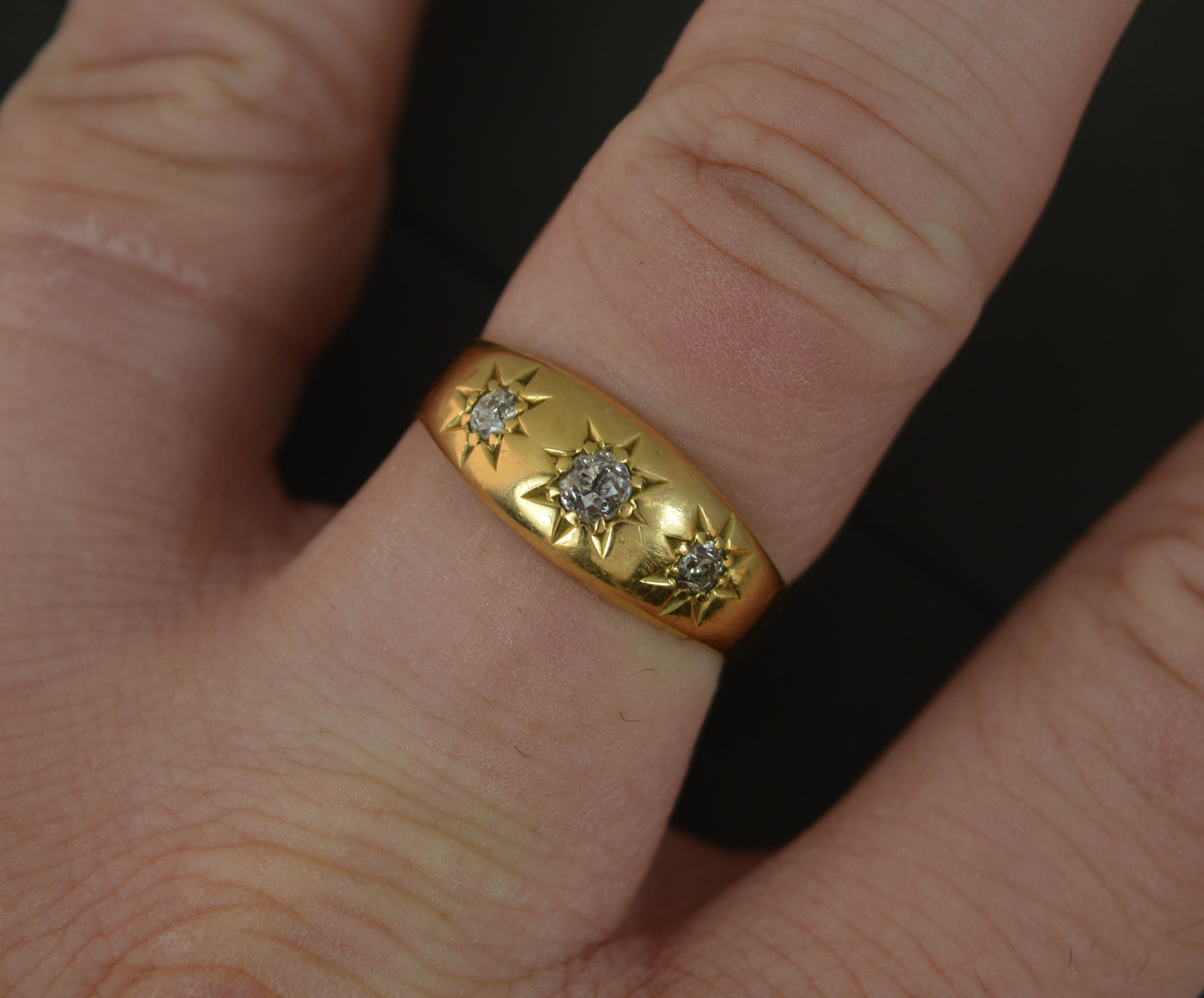 Edwardian 18 Carat Gold and Old Cut Diamond Gypsy Trilogy Ring at ...