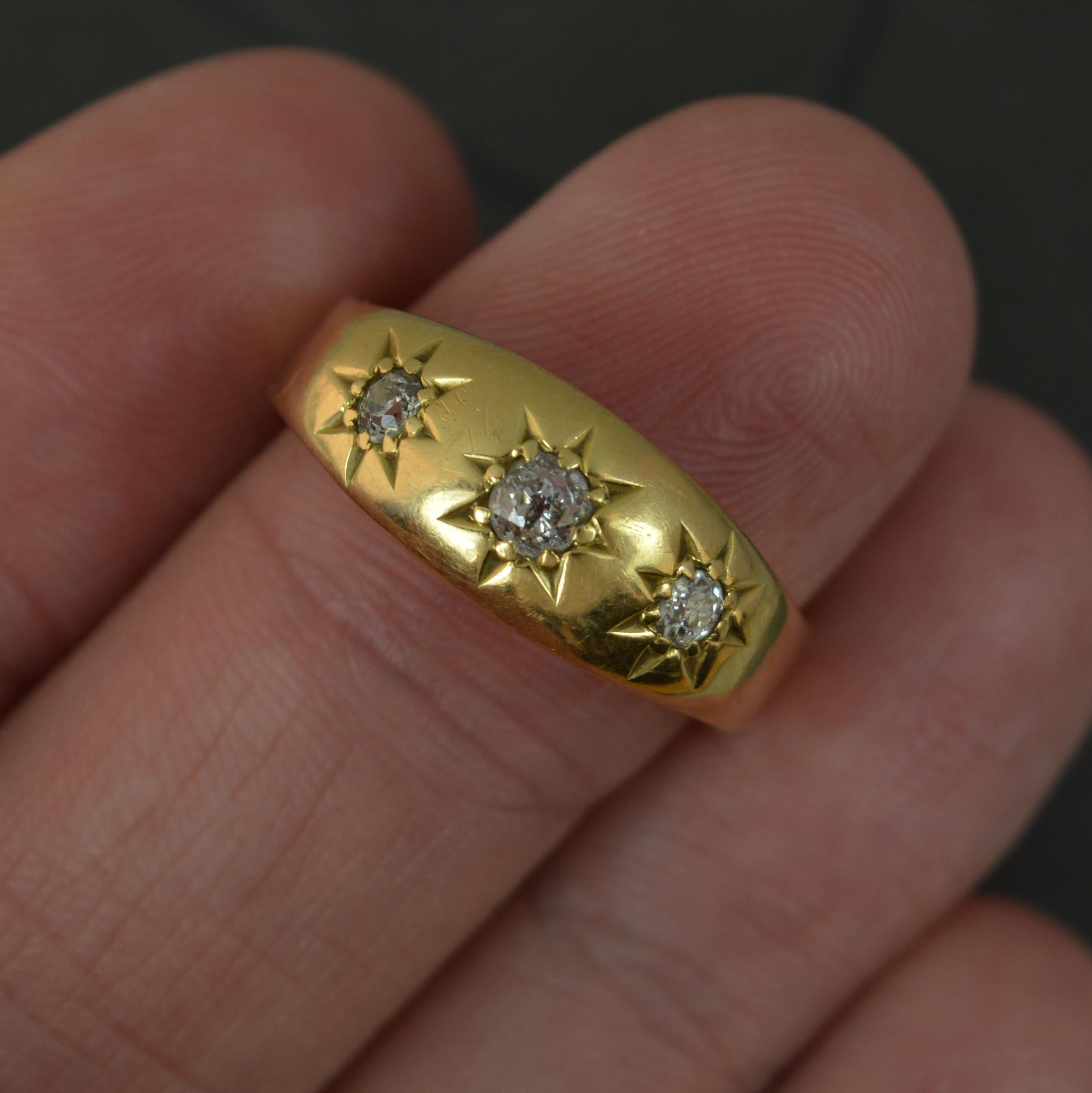 Edwardian 18 Carat Gold and Old Cut Diamond Gypsy Trilogy Ring at ...