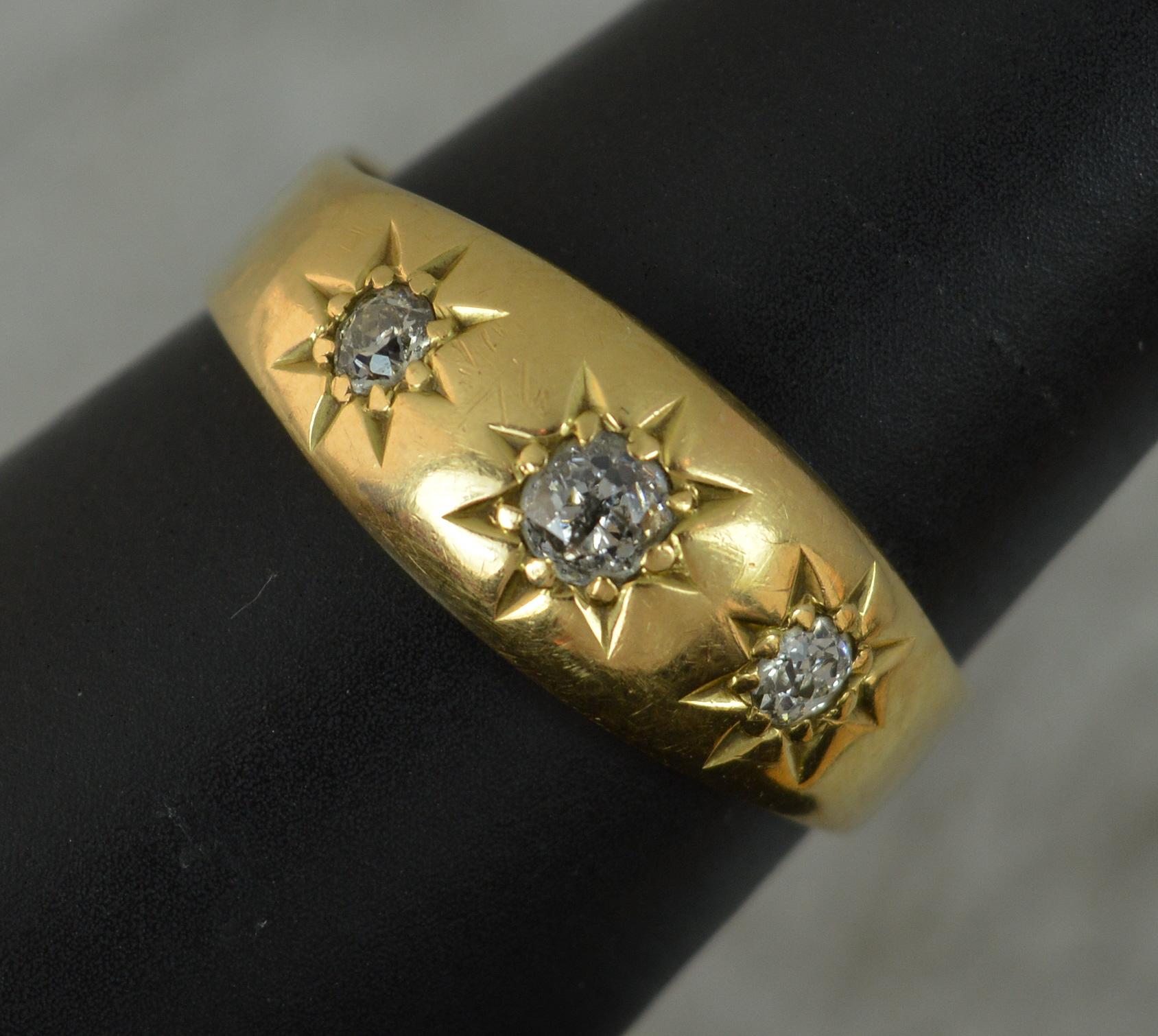 Edwardian 18 Carat Gold and Old Cut Diamond Gypsy Trilogy Ring at ...