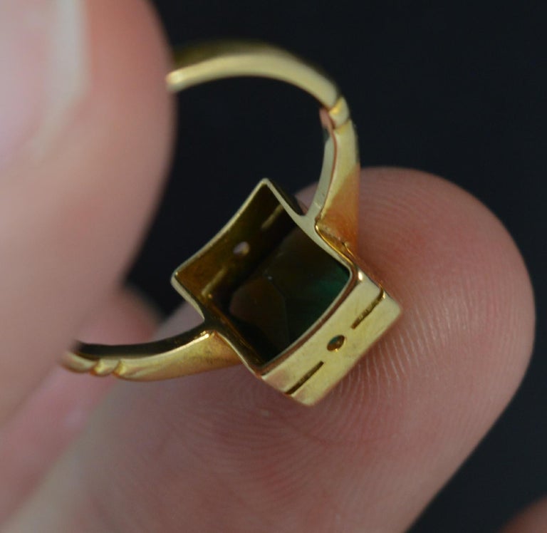 Edwardian 18 Carat Gold and Vibrant Green Paste Solitaire Ring at 1stDibs