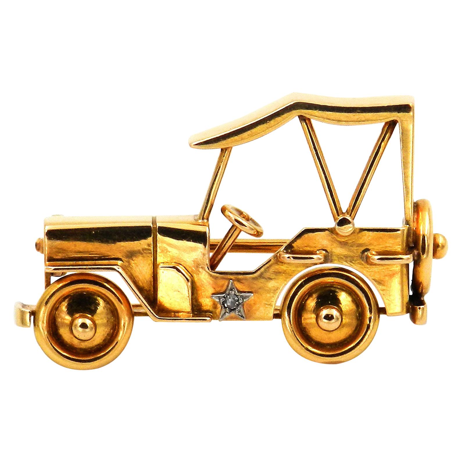 Edwardian 18 Karat Gold and Diamond Classic Car Brooch, circa 1910 at ...