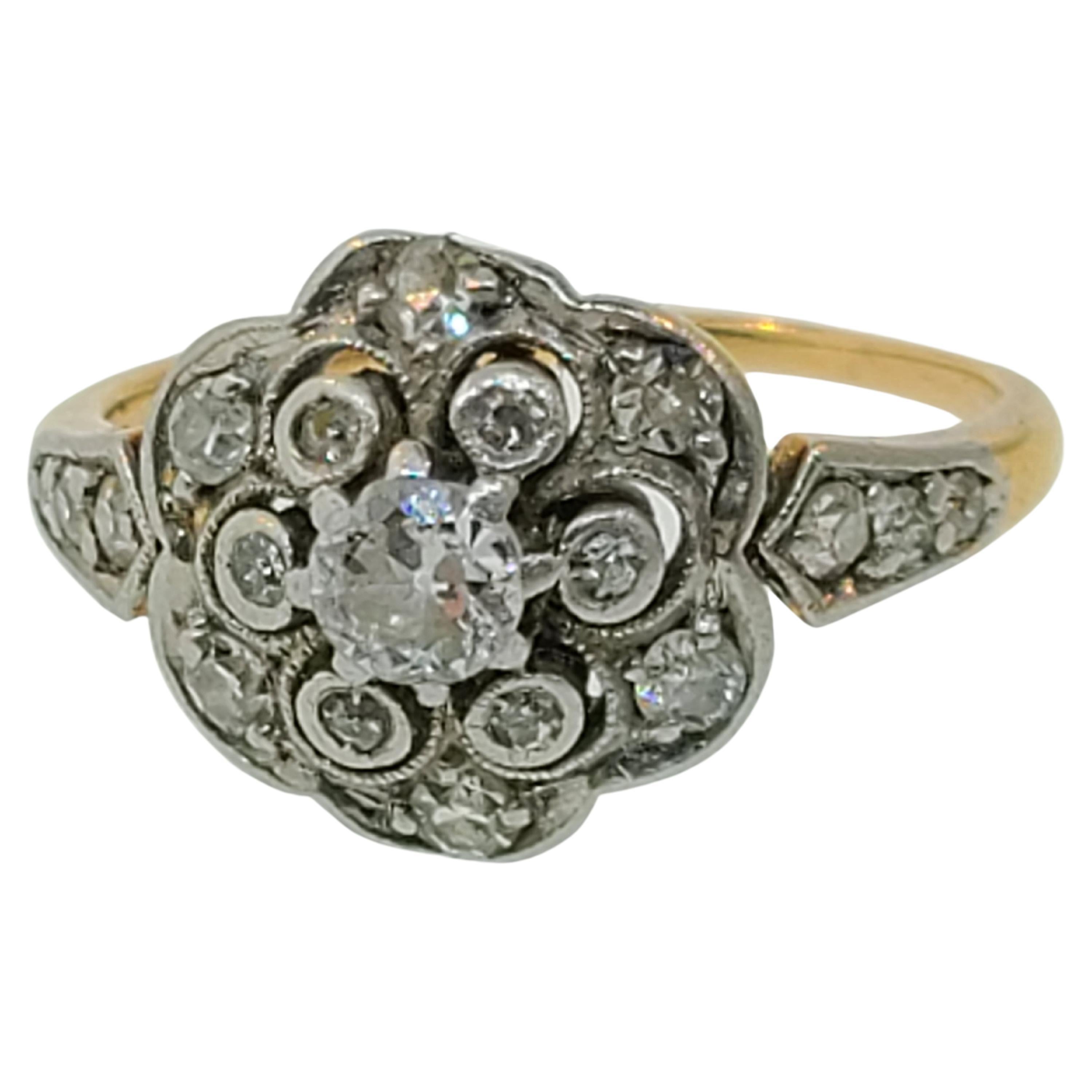 Vintage Diamond Daisy Engagement Ring, Fully Restored For Sale at 1stDibs