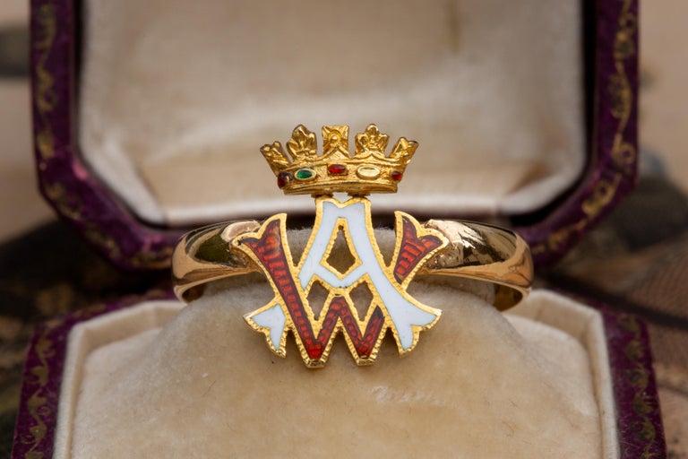 Edwardian 18K Gold Royal Interest Cypher Monogram Enamelled ...