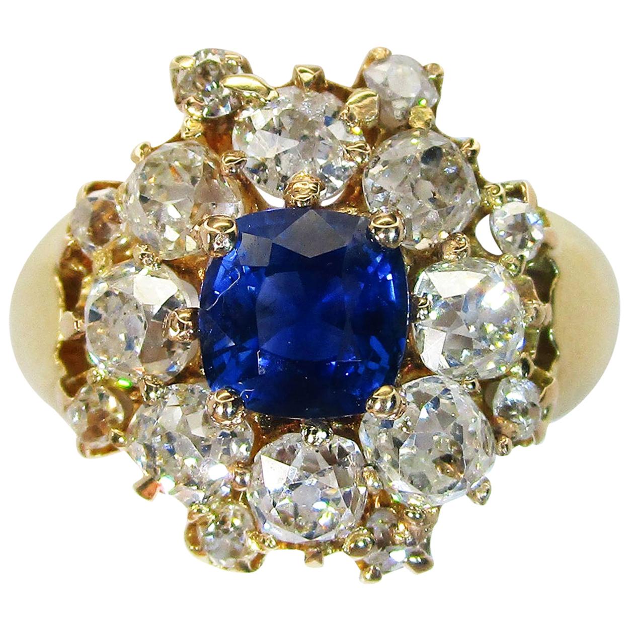 Diamonds Black Sapphire 18 Karat Yellow Gold Seagull Ring For Sale at ...