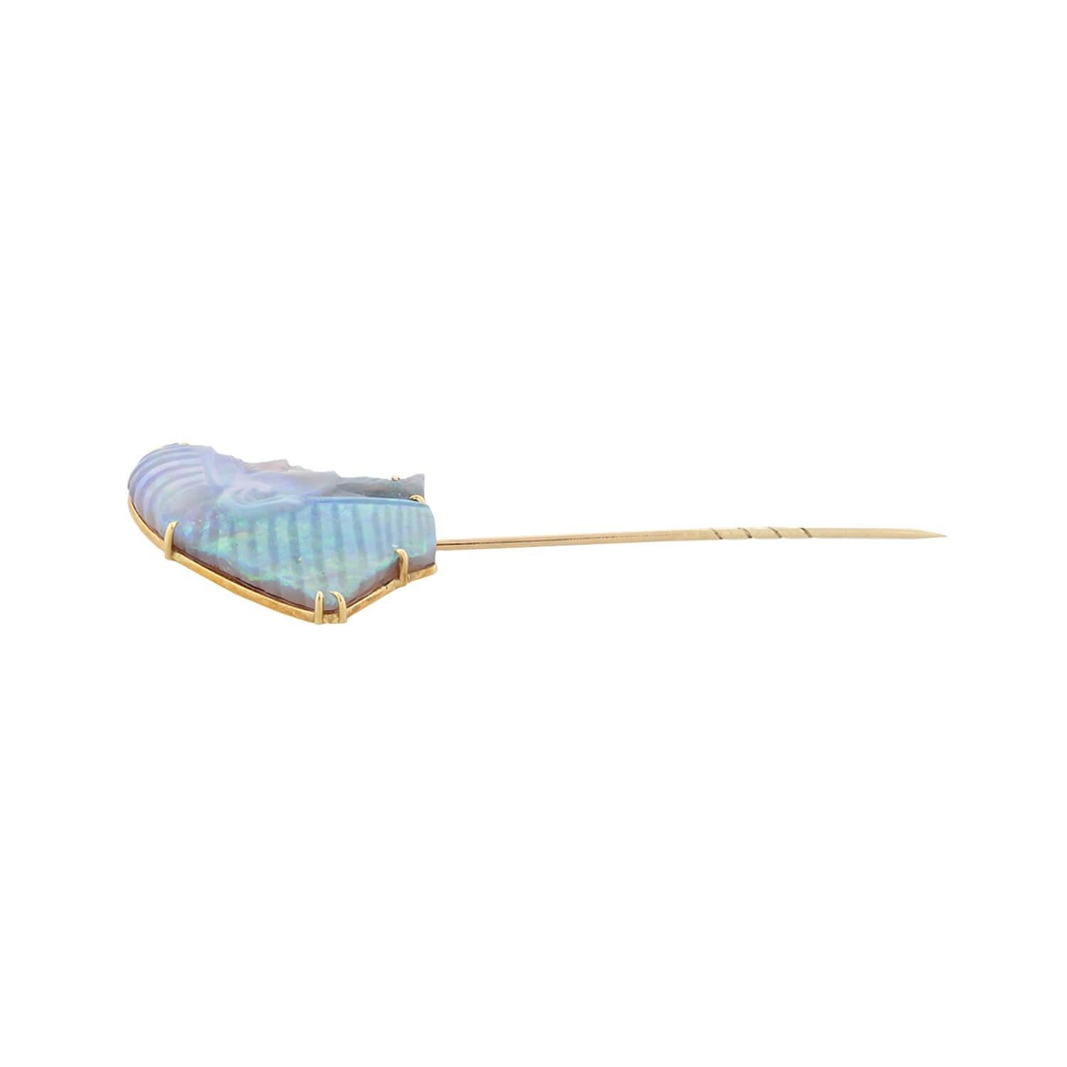 Edwardian 18kt + Carved Opal Pharaoh Stick Pin at 1stDibs | pharaoh sticks