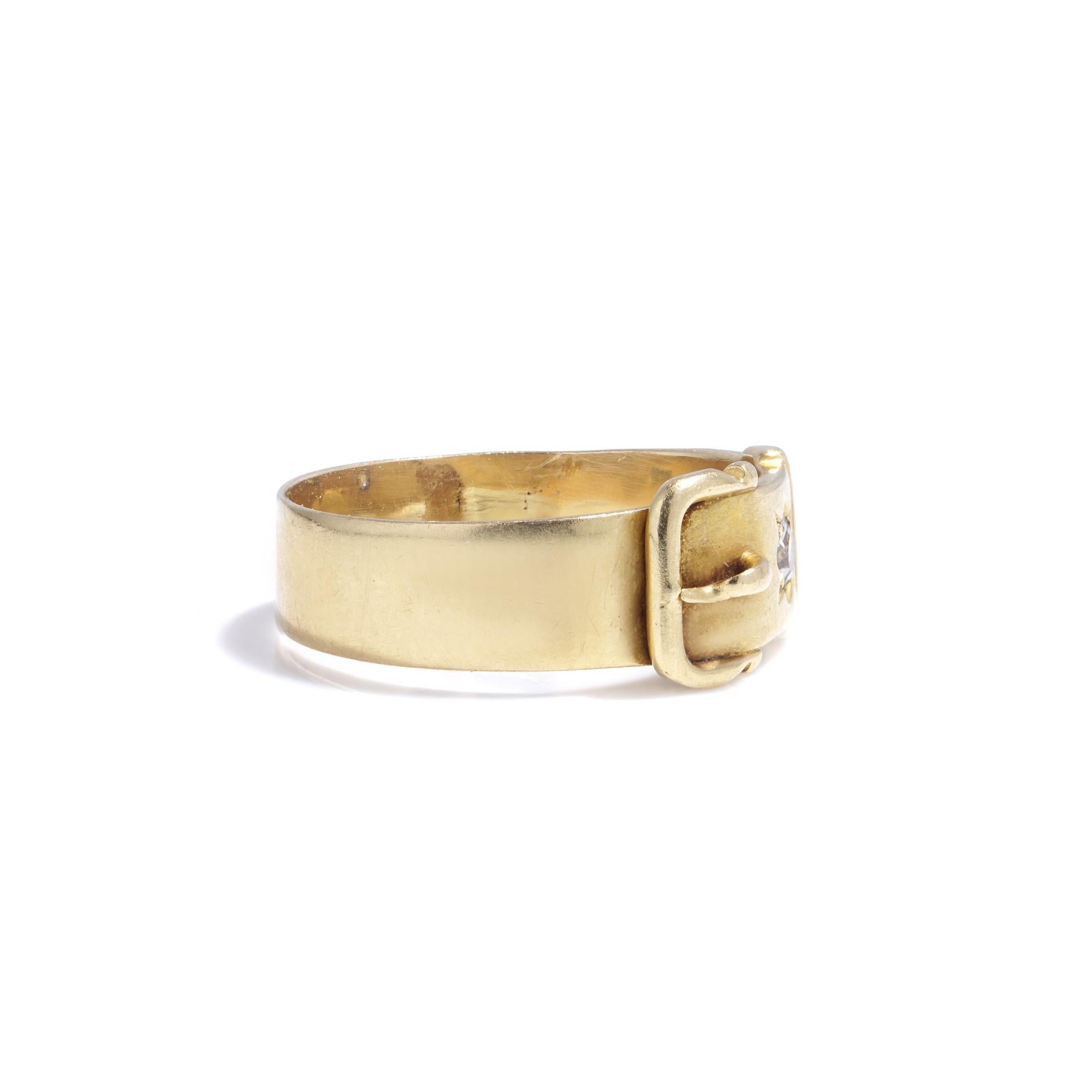Edwardian 18kt Gold Belt Buckle Ring With Diamonds For Sale at 1stDibs