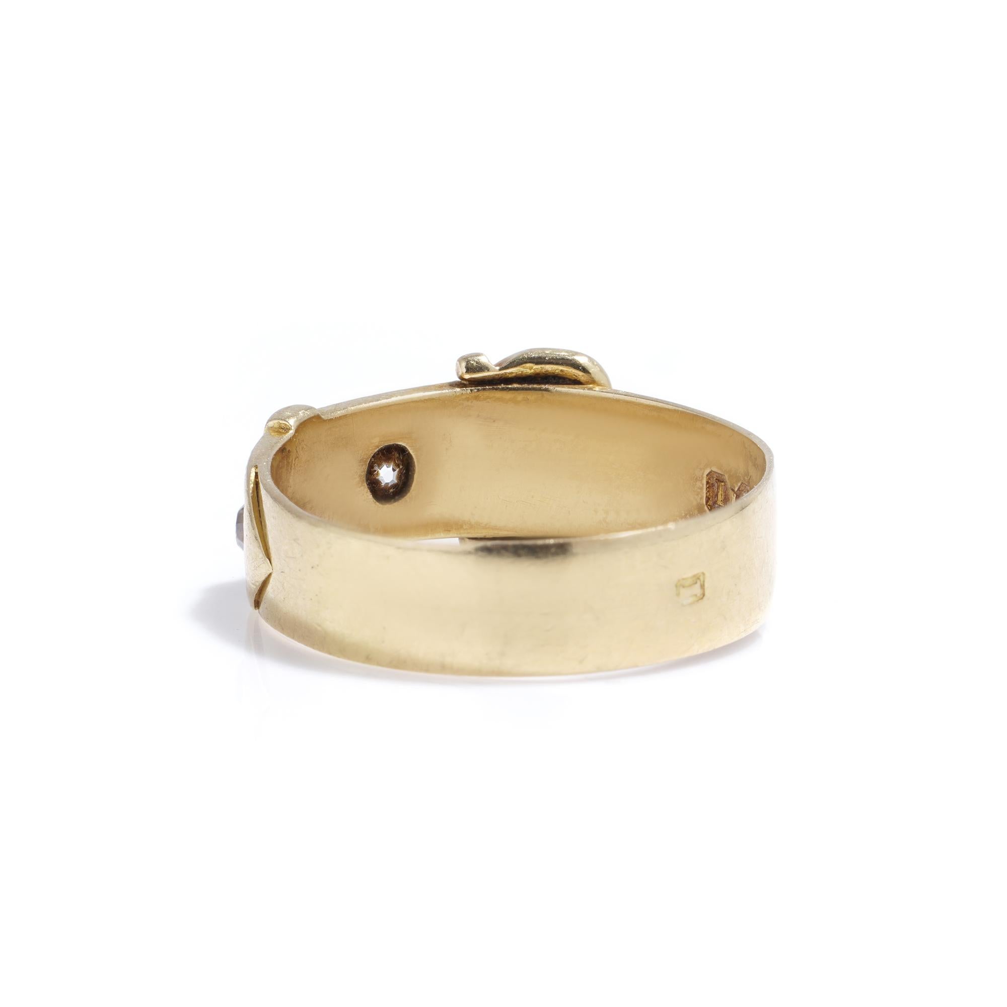 Edwardian 18kt Gold Belt Buckle Ring With Diamonds For Sale at 1stDibs