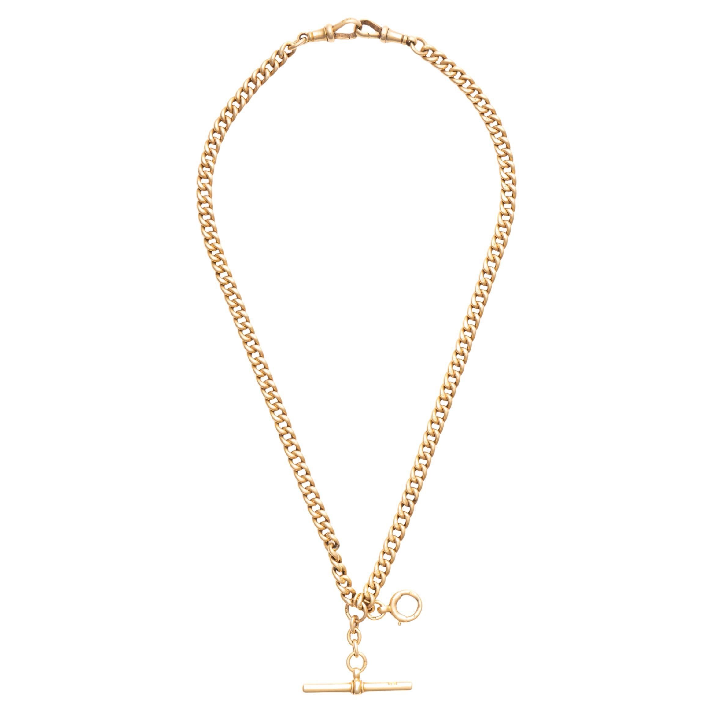 Edwardian 18kt yellow gold hollow curb link double Albert Chain For ...