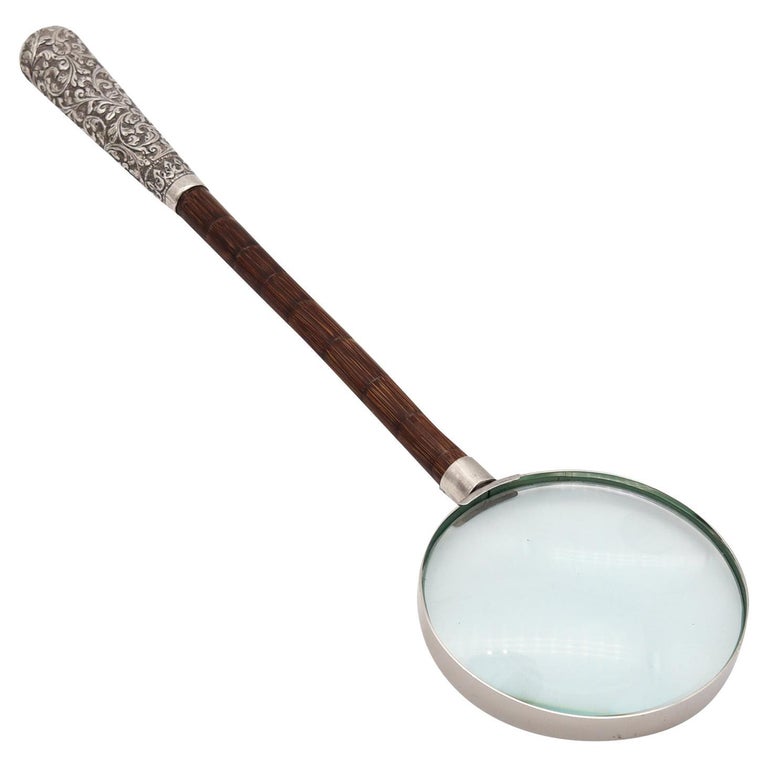 Edwardian 1905 Handle Desk Magnifier Glass in Sterling Silver and ...