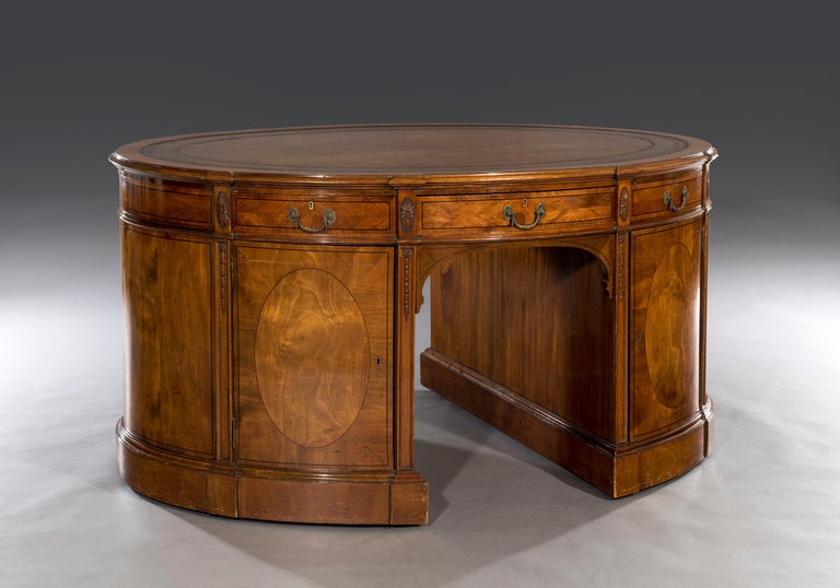 Edwardian 20th Century 'Sheraton Style' Mahogany Breakfront Oval-Shaped ...