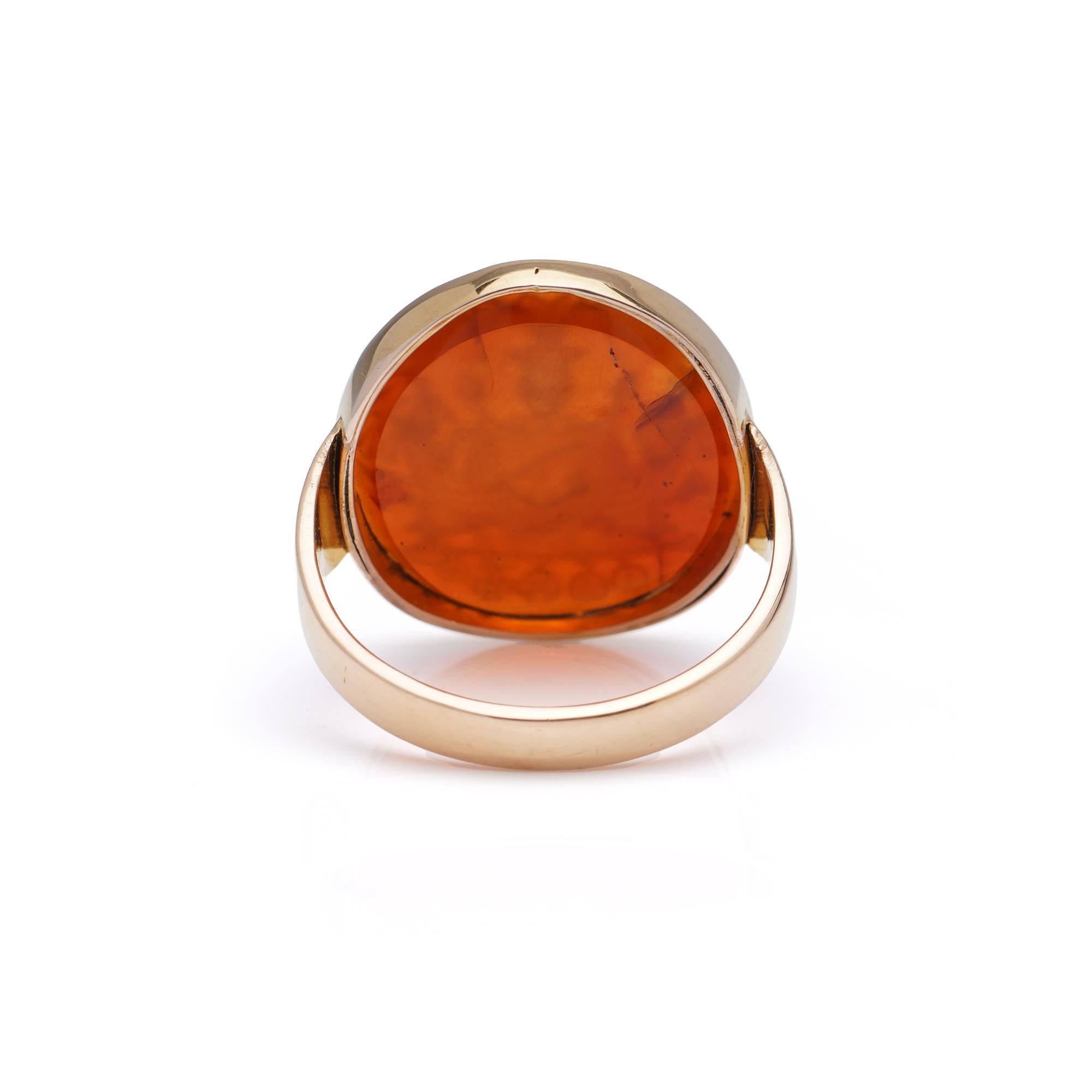 Edwardian 22kt. Yellow Gold Carnelian Signet Ring For Sale at 1stDibs
