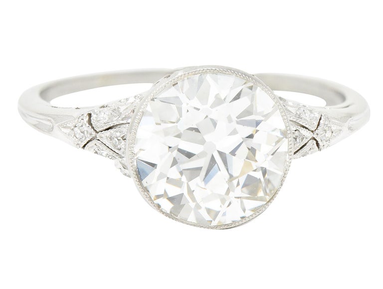 Edwardian 2.77 Carats Old European Diamond Platinum Antique Engagement ...