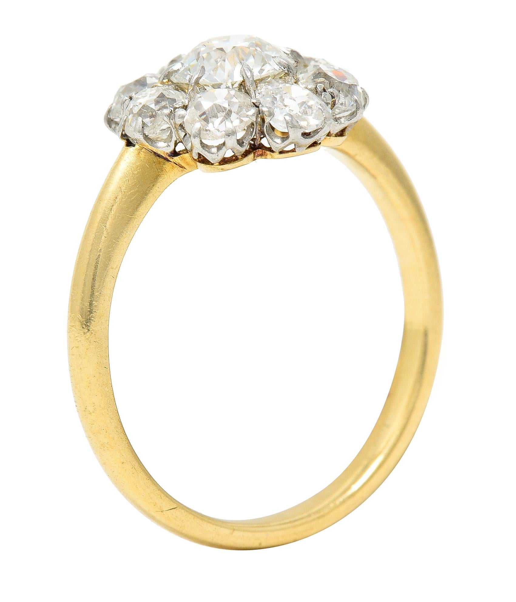 Edwardian 2.77 Carats Old European Old Mine Diamond Platinum 18 Kt ...