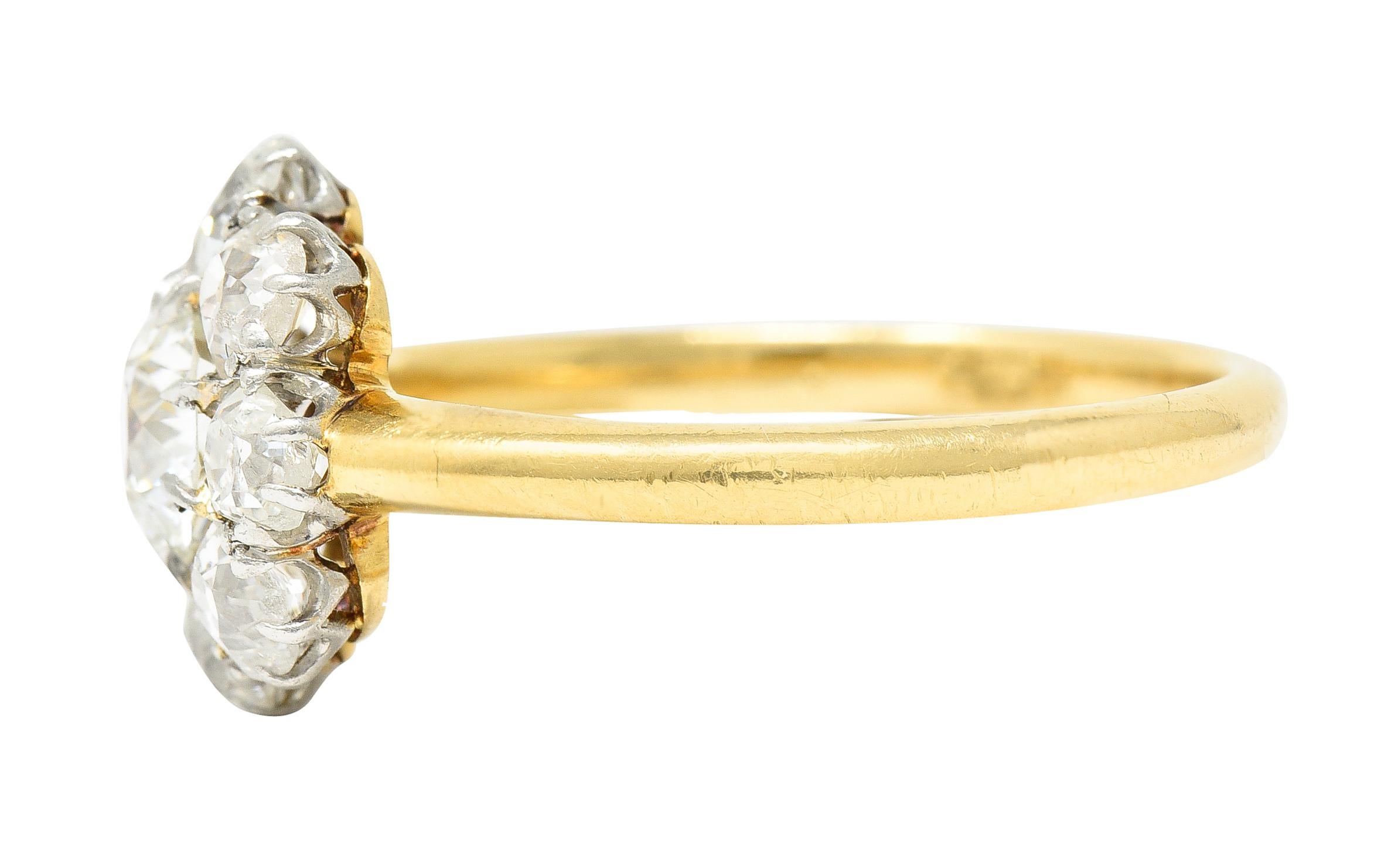 Edwardian 2.77 Carats Old European Old Mine Diamond Platinum 18 Kt ...