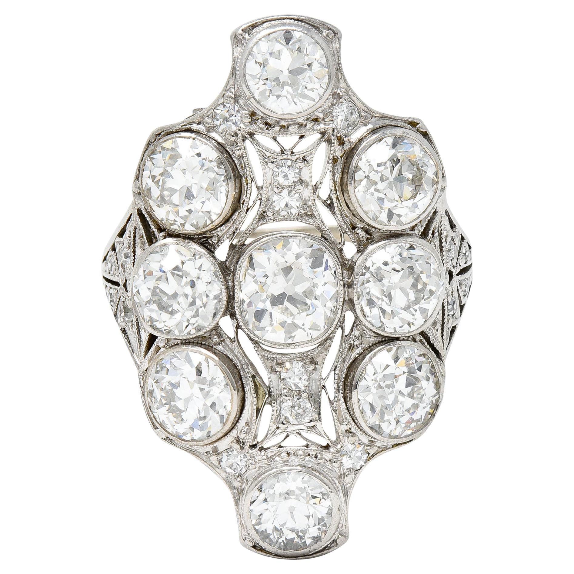 1950s Midcentury Diamond 14 Karat White Gold Dinner Ring at 1stDibs