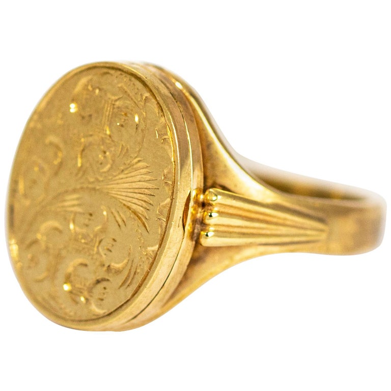 Edwardian 9 Carat Gold Locket Front Ring at 1stDibs | 9 carat gold ring