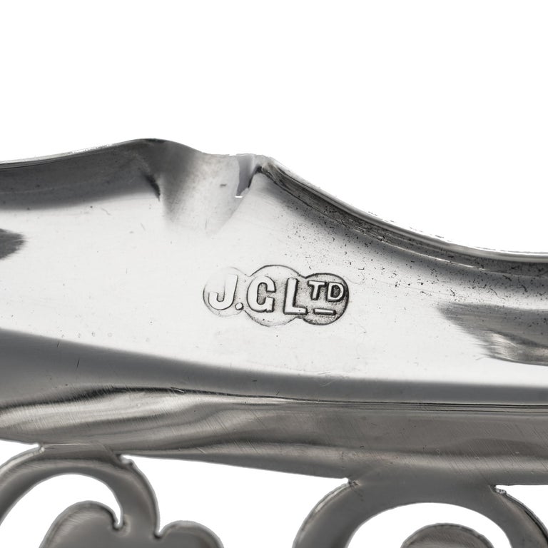 Edwardian 925 Sterling Silver Pierced Open-Work Bread Basket with Swing ...