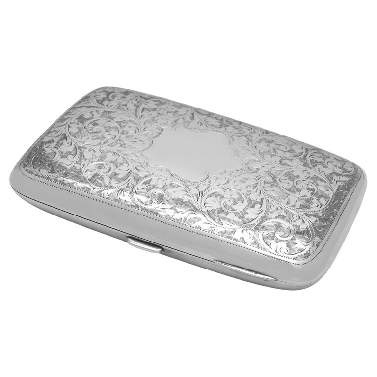 Edwardian Antique Sterling Silver Cigar Case or Cigarette Case ...