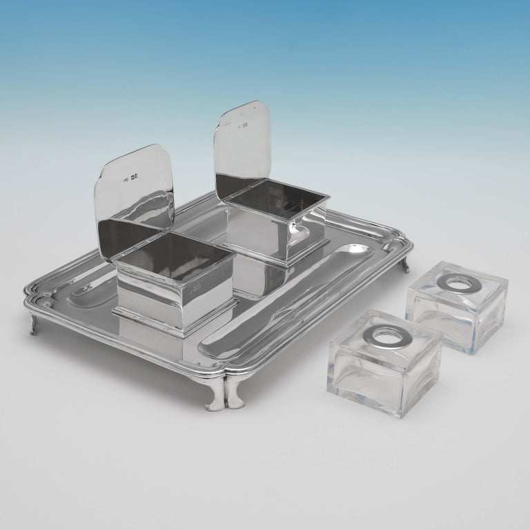 Edwardian Antique Sterling Silver Ink Stand, London 1908, 42.5 Troy ...