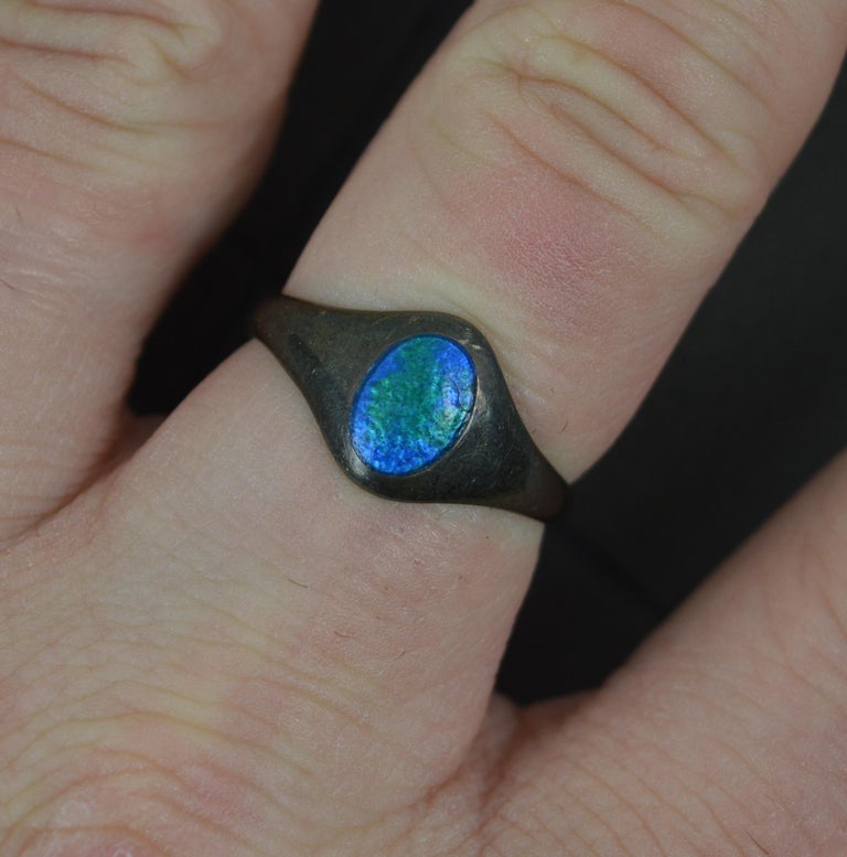 Edwardian Art Nouveau Sterling Silver and Enamel Signet Ring Charles ...