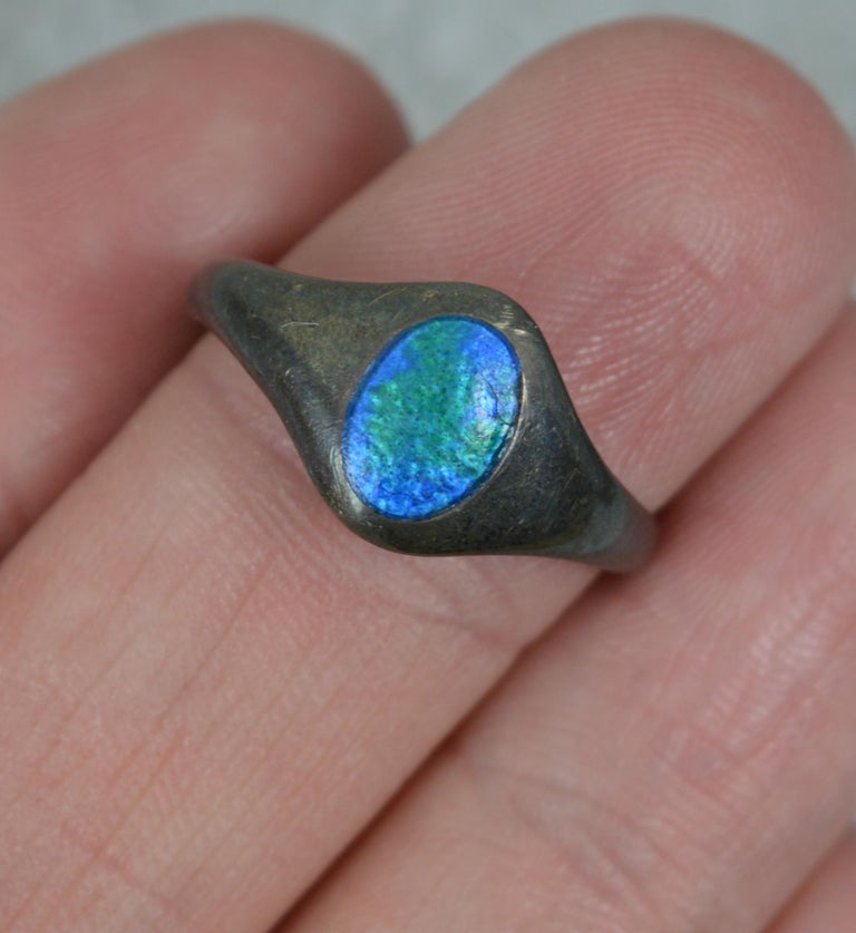 Edwardian Art Nouveau Sterling Silver and Enamel Signet Ring Charles ...