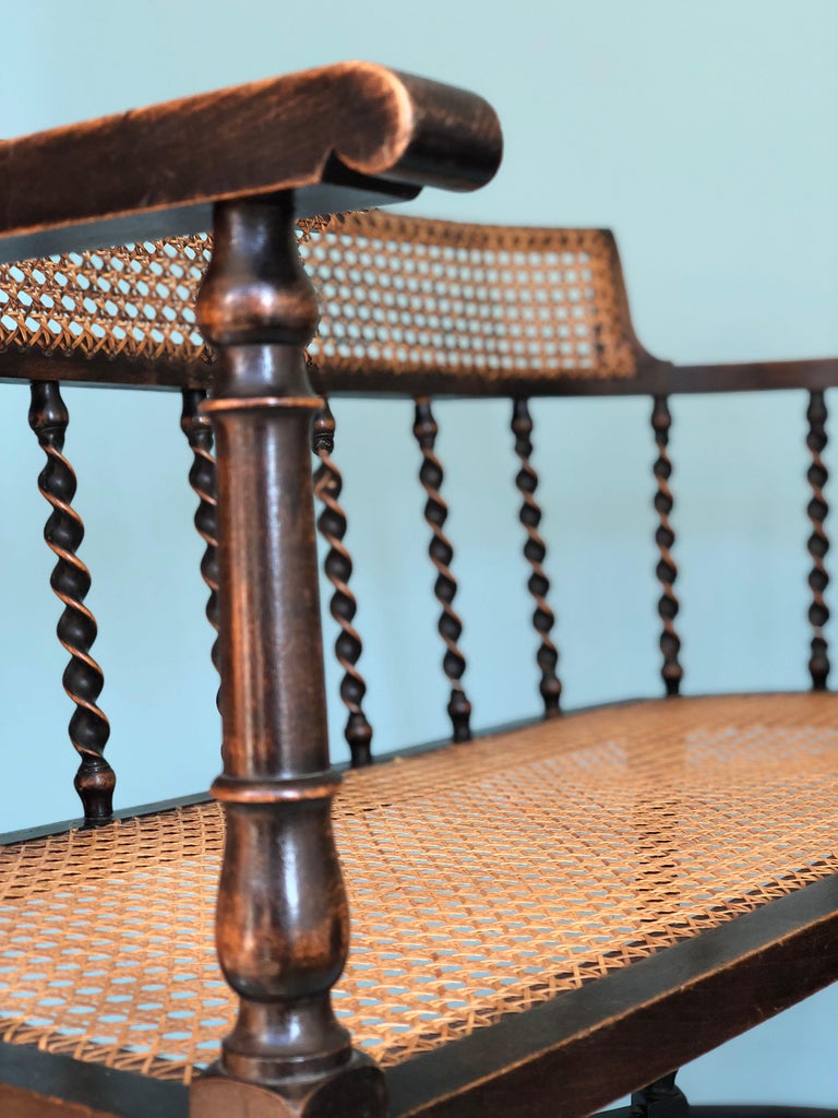 Edwardian Barley Twist Bench with Cane, Early 20th Century For Sale at ...