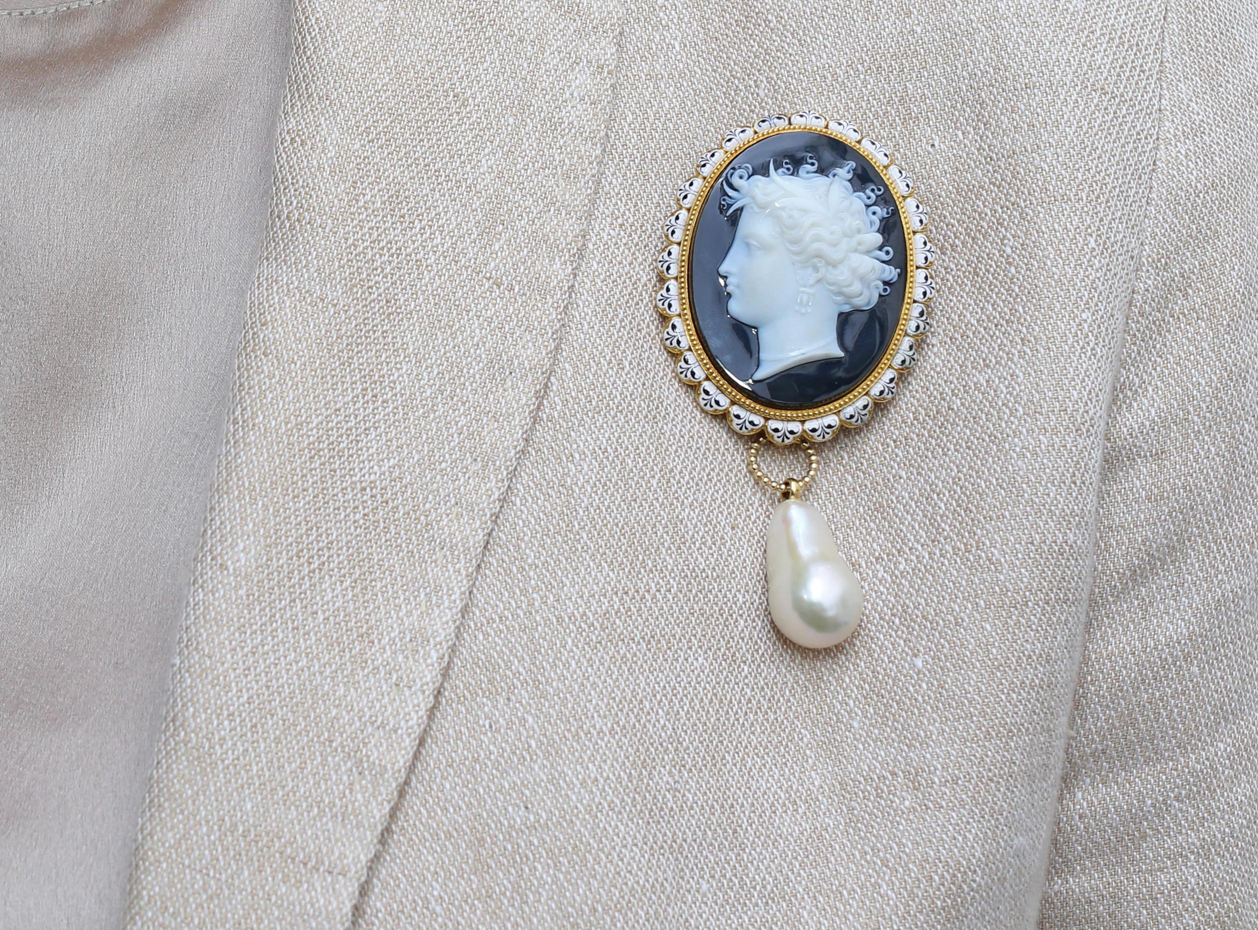 Edwardian Cameo Pearl Brooch Yellow Gold Greek Paul-Victor Lebas, 1910 For Sale at 1stDibs ...