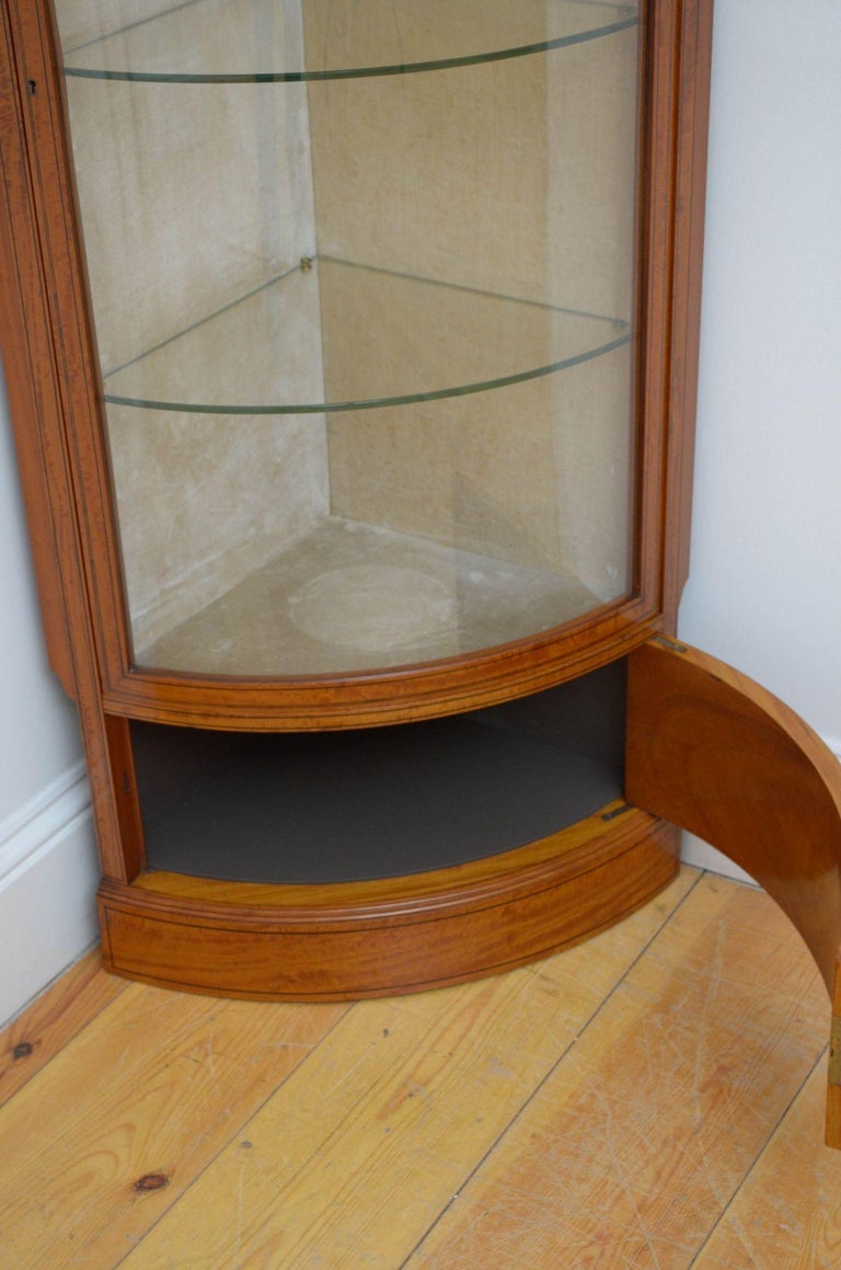 Edwardian Corner Display Cabinet in Satinwood For Sale at 1stDibs