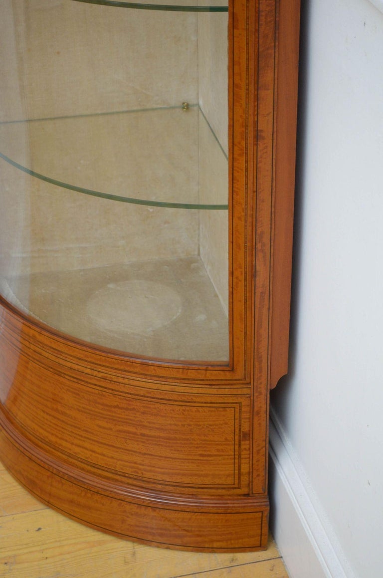 Edwardian Corner Display Cabinet in Satinwood For Sale at 1stDibs