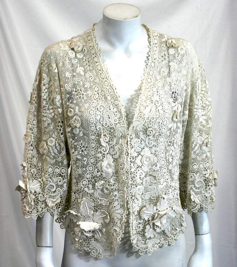 Edwardian Crochet Orchid Lace Bolero Jacket For Sale at 1stDibs | lace ...