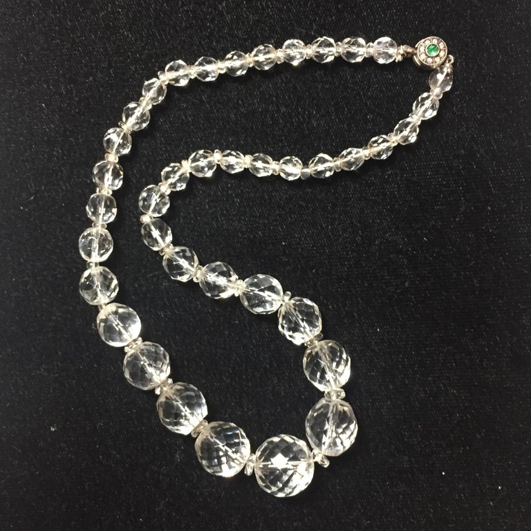 Edwardian Cut Lead Crystal Bead Choker Necklace and Sterling Earrings ...