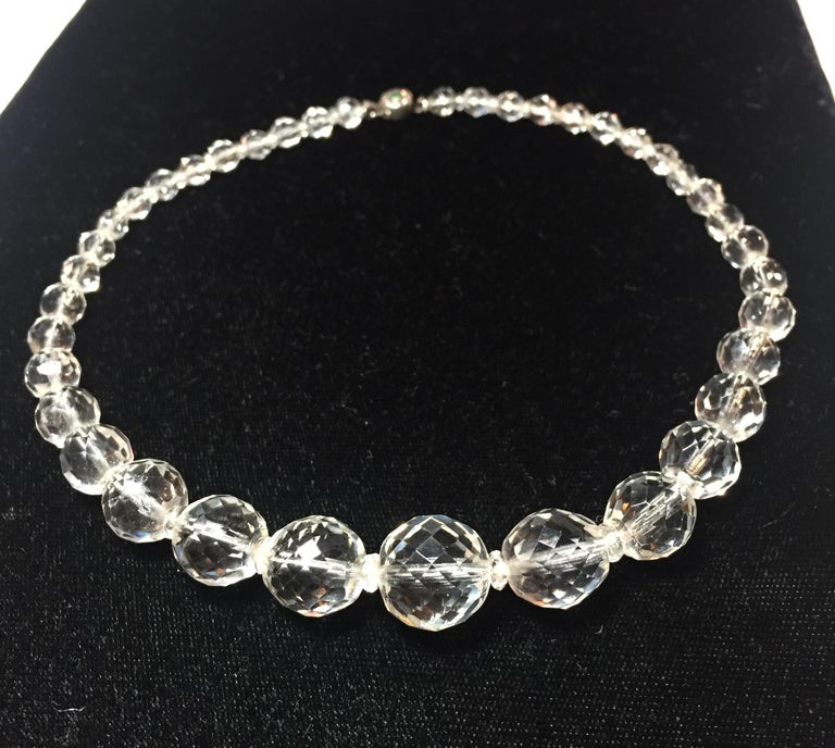 Edwardian Cut Lead Crystal Bead Choker Necklace and Sterling Earrings ...