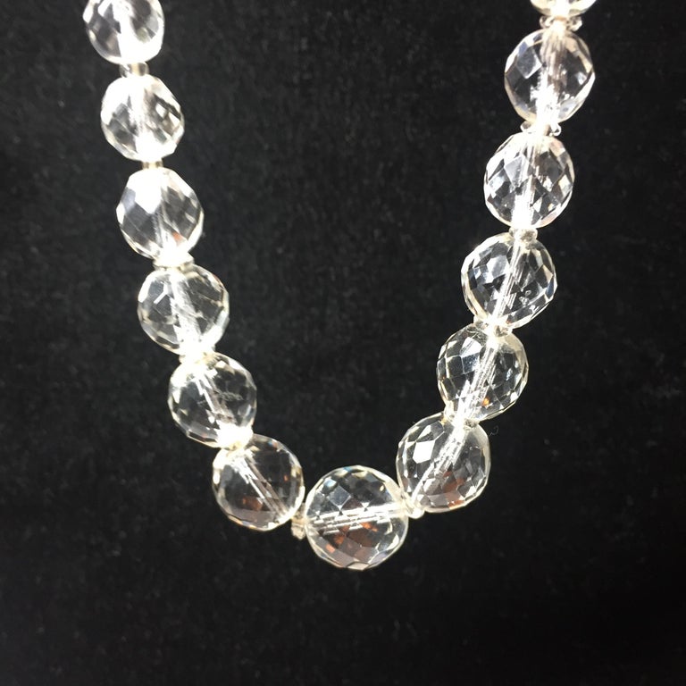Edwardian Cut Lead Crystal Bead Choker Necklace and Sterling Earrings ...