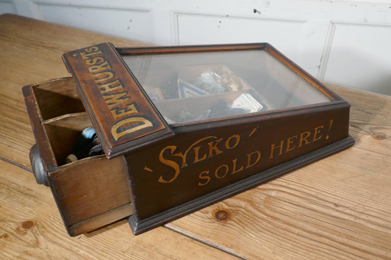 Edwardian Dewhurst’s Sylko Counter Top Cotton Reel Display Case Cabinet ...