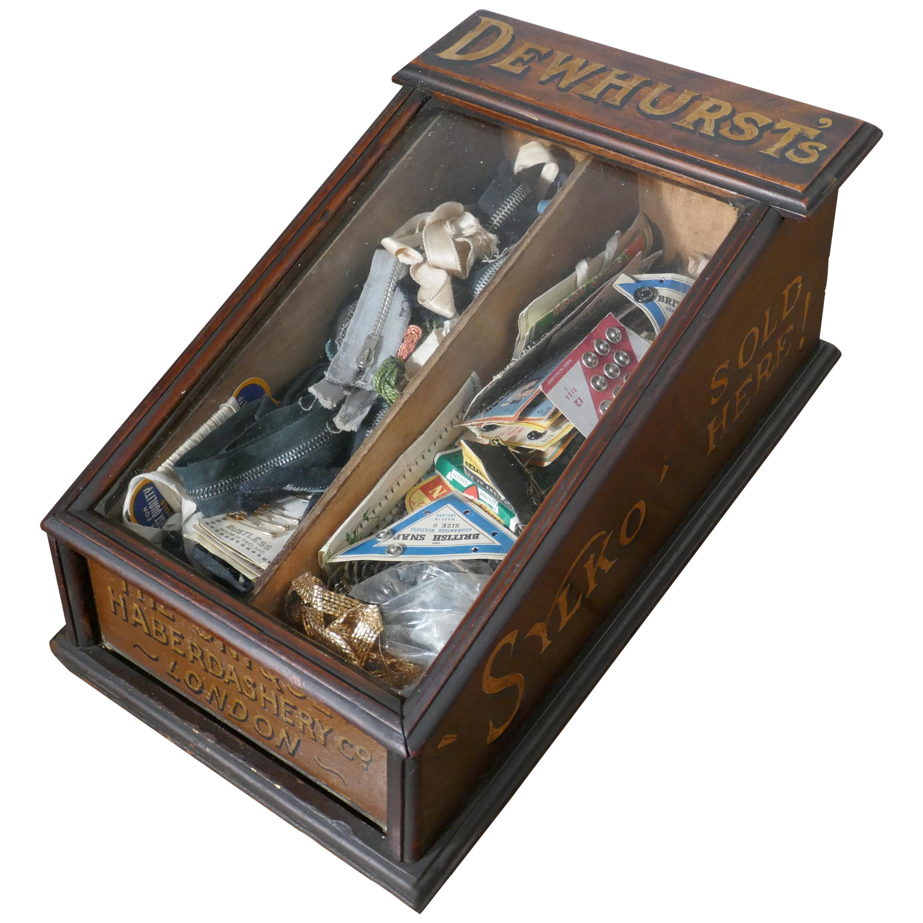 Edwardian Dewhurst’s Sylko Counter Top Cotton Reel Display Case Cabinet ...