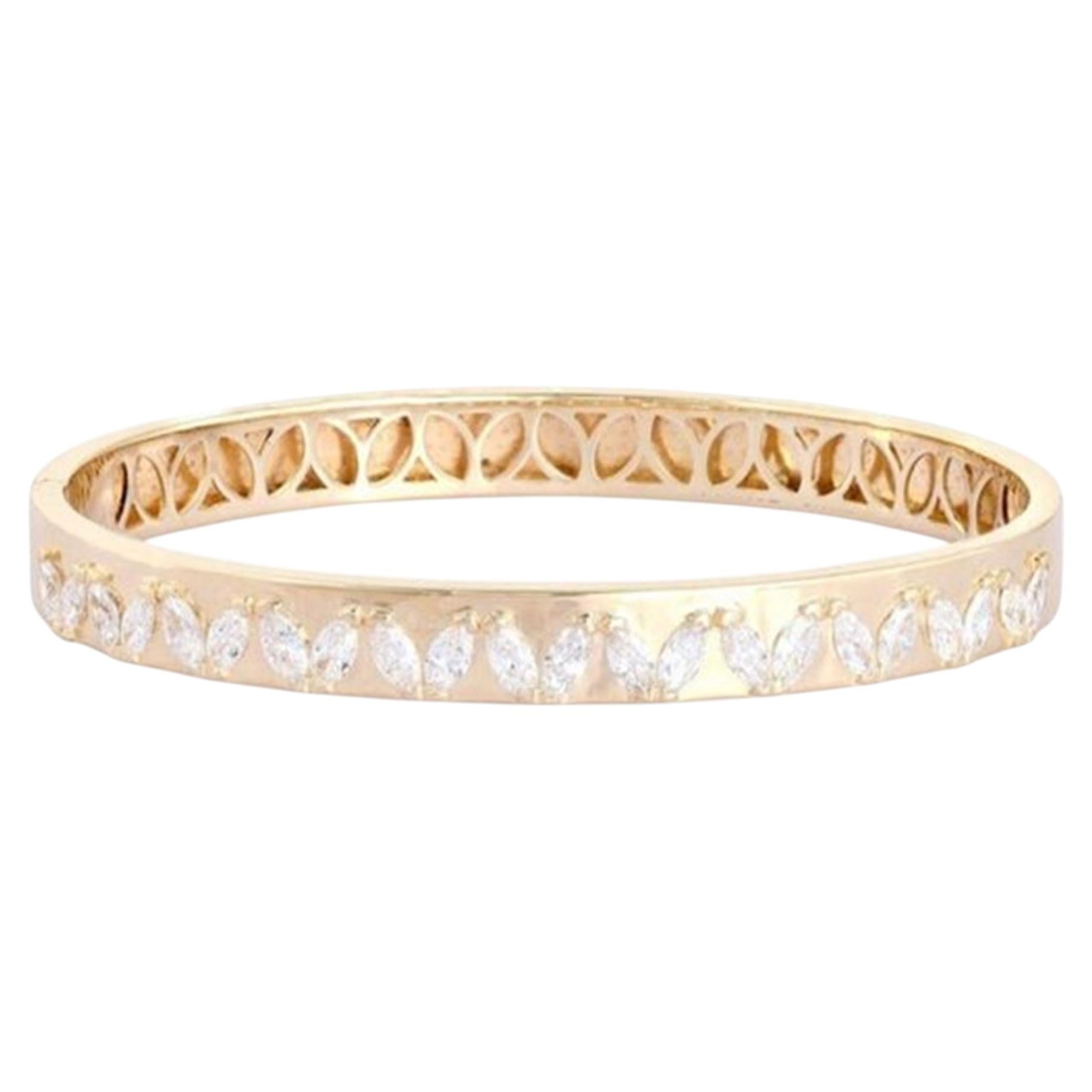 Edwardian Diamond 14K (or 18k upon request) Yellow Gold Bangle Bracelet ...