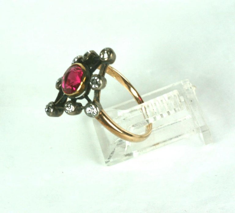 Edwardian Diamond and Faux Ruby Ring For Sale at 1stDibs