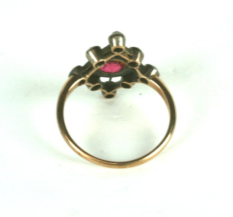 Edwardian Diamond and Faux Ruby Ring For Sale at 1stDibs