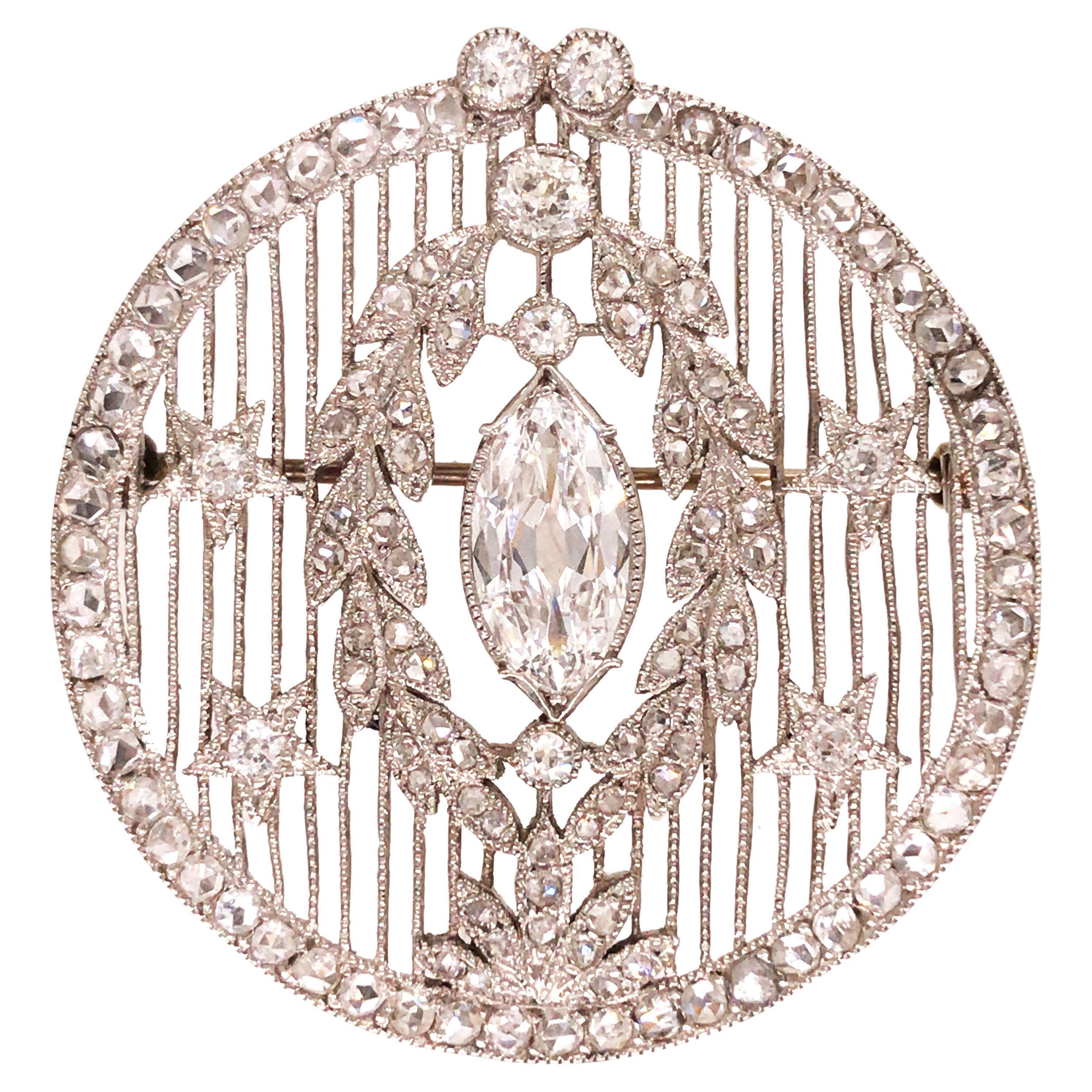 Antique Russian Clover Motif Diamond Brooch at 1stDibs