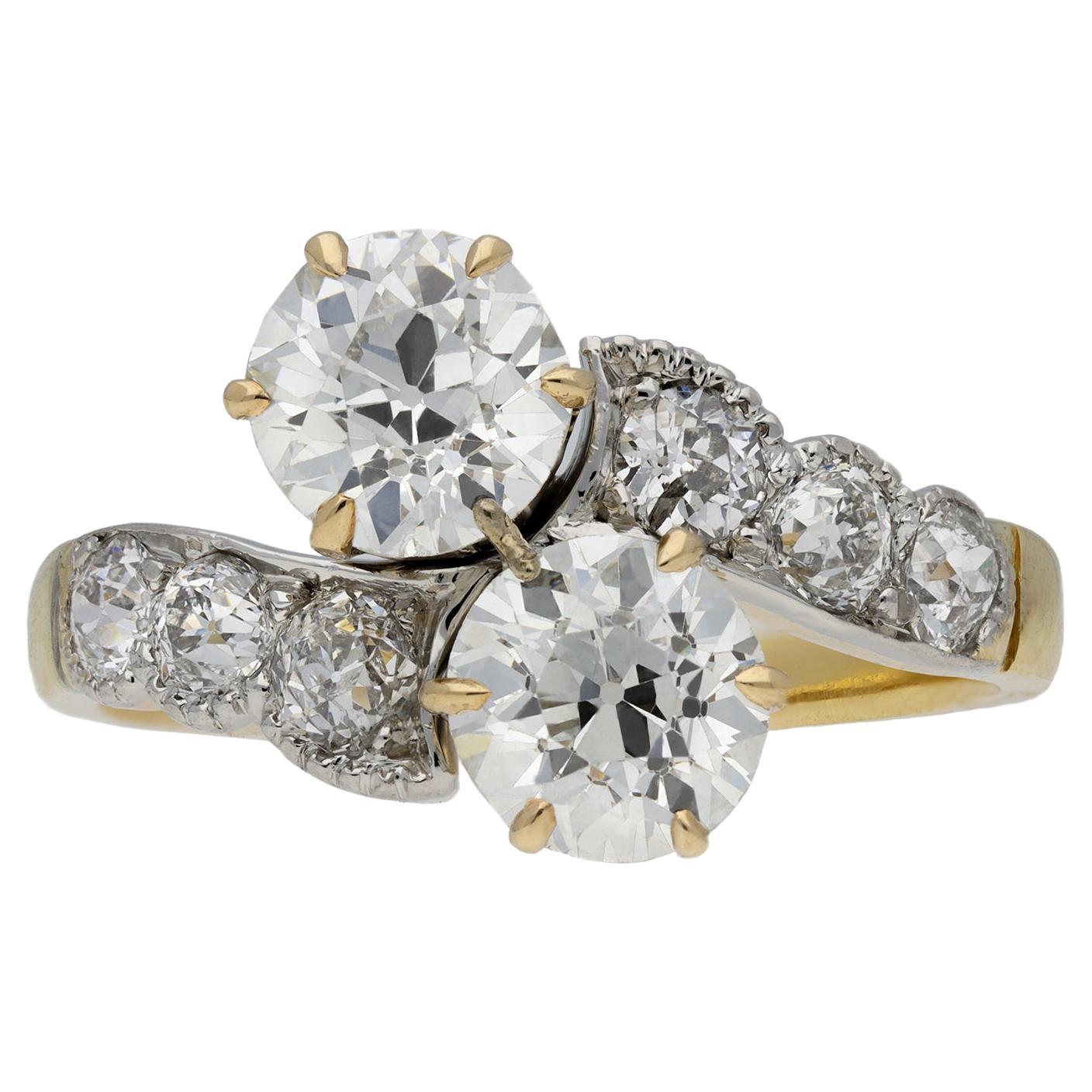 Edwardian Pearl and Diamond Cross over Ring at 1stDibs