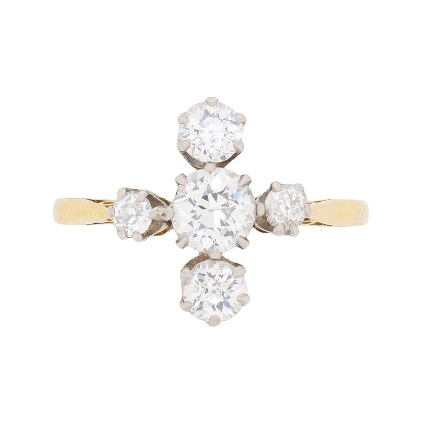 Antique Edwardian Old Cut Diamond Cluster Engagement Ring, circa 1910 ...