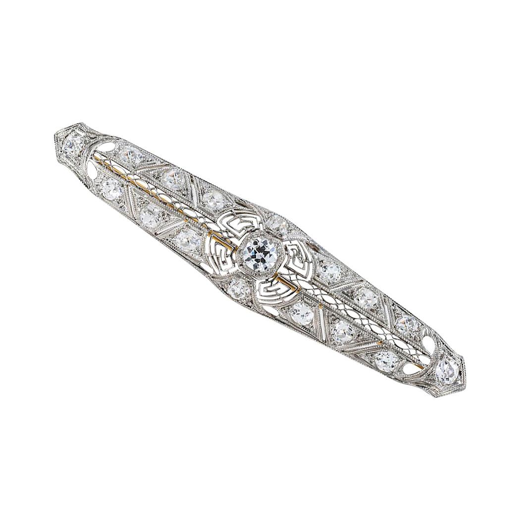 Edwardian Platinum and Diamond Brooch at 1stDibs