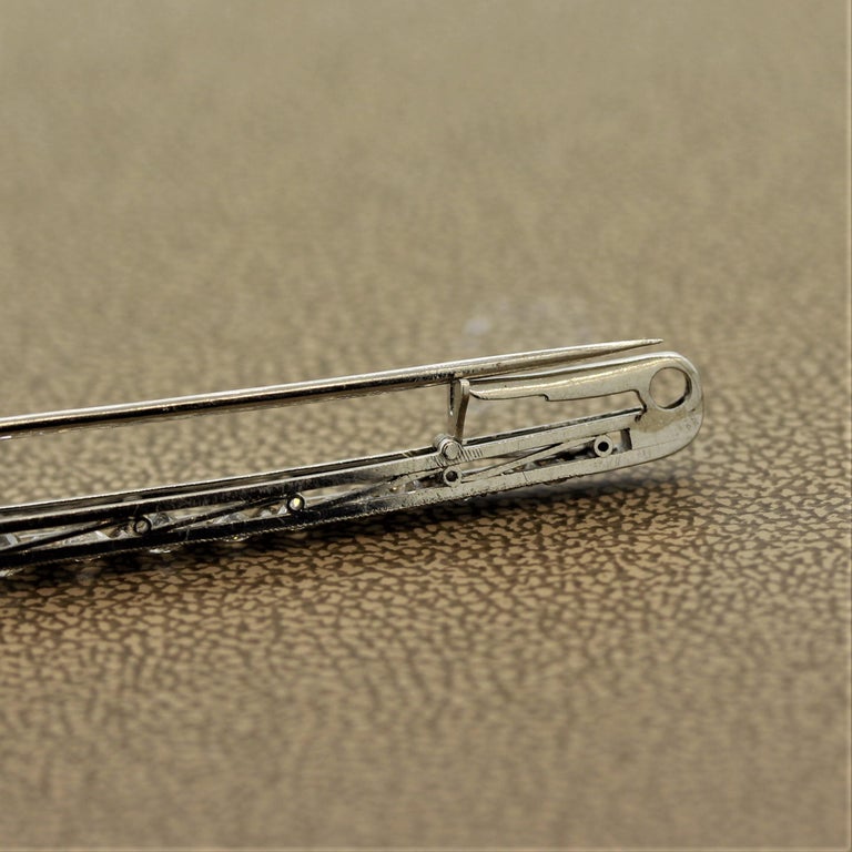Edwardian Diamond Platinum Bar-Pin Brooch For Sale at 1stDibs